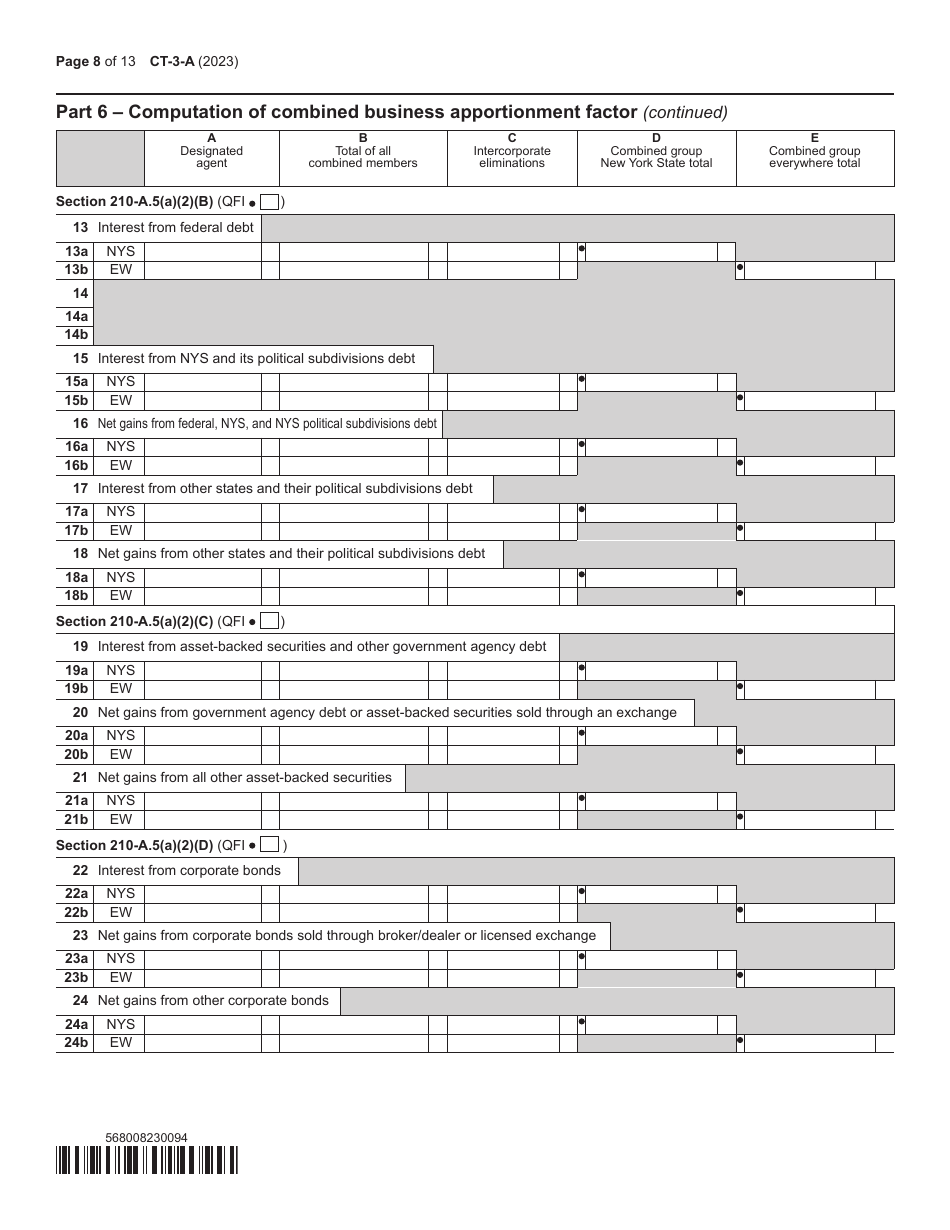Form CT-3-A Download Printable PDF or Fill Online General Business ...