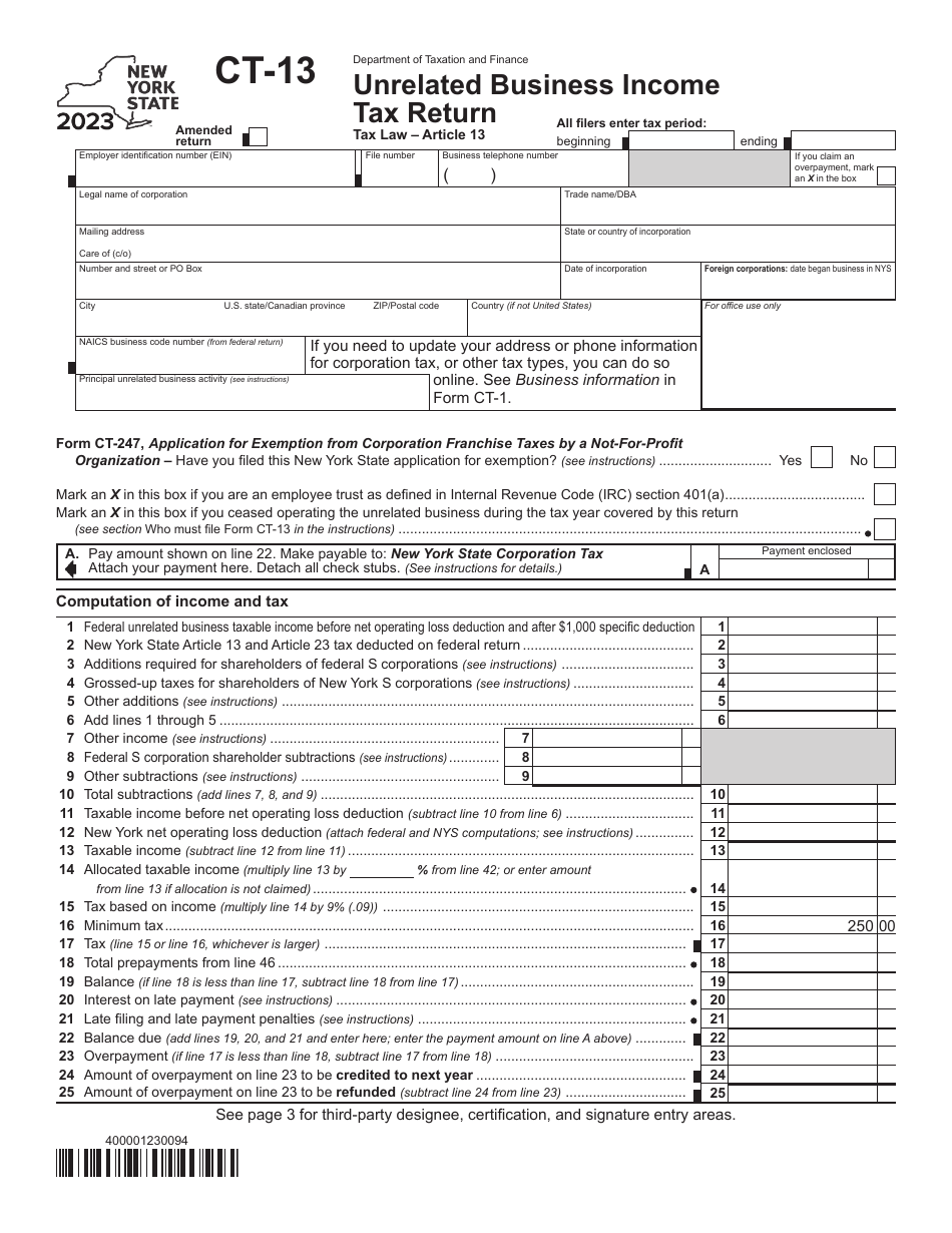 Form CT-13 Download Printable PDF or Fill Online Unrelated Business ...