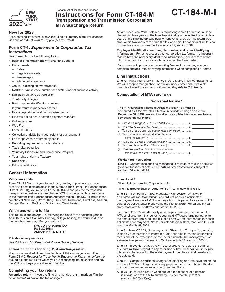 Download Instructions for Form CT-184-M Transportation and Transmission ...