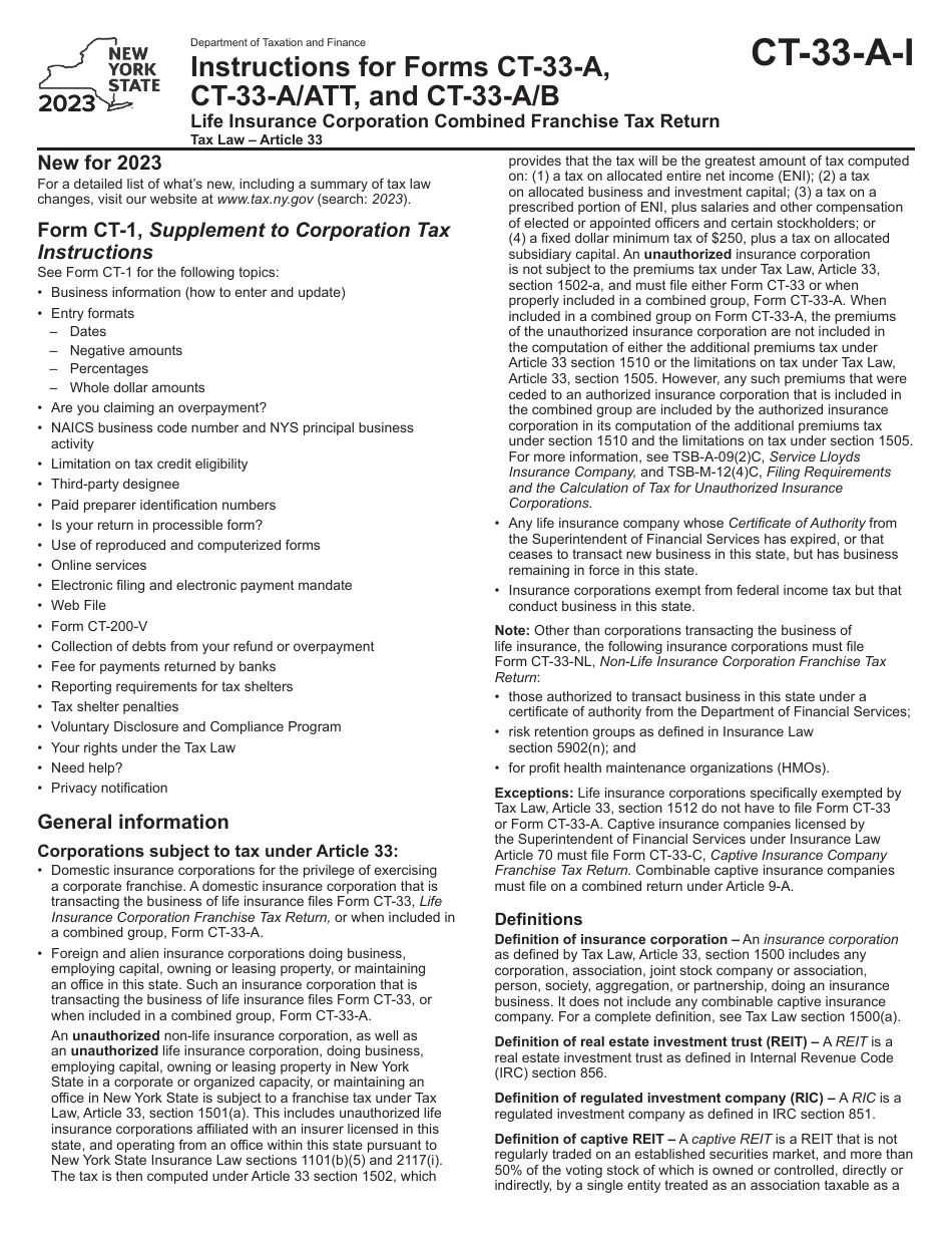 Download Instructions for Form CT-33-A, CT-33-A/ATT, CT-33-A/B PDF ...