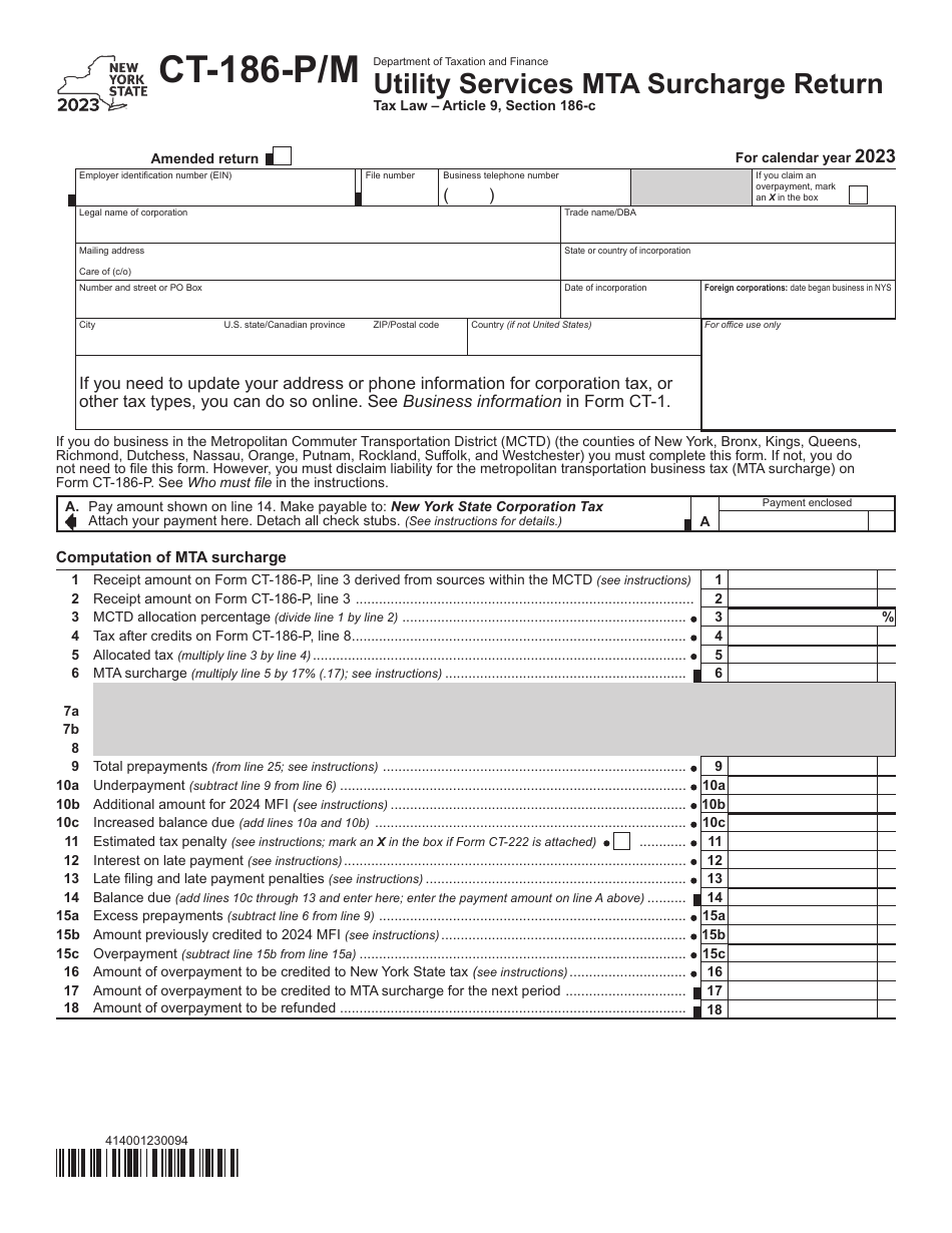Form CT-186-P/M Download Printable PDF or Fill Online Utility Services ...