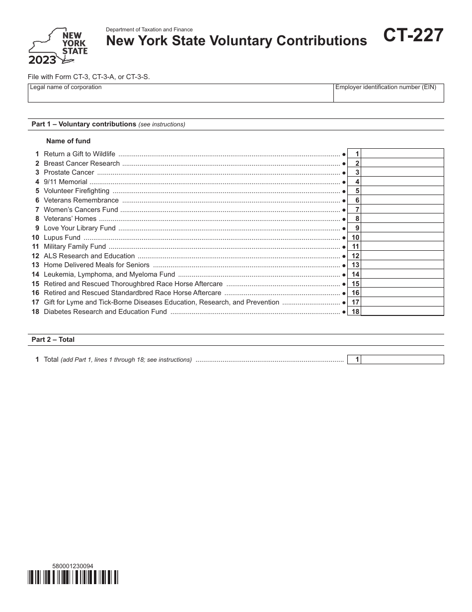 Form CT-227 Download Printable PDF or Fill Online New York State ...