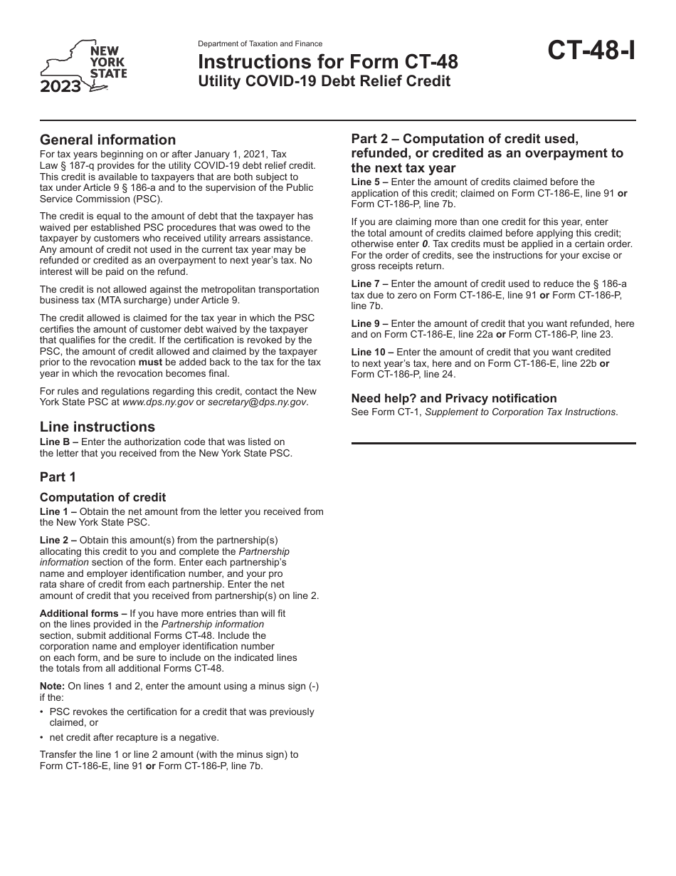 Download Instructions for Form CT-48 Utility Covid-19 Debt Relief ...