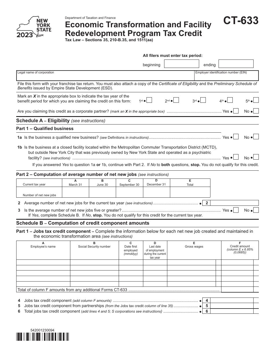 Form CT-633 Download Printable PDF or Fill Online Economic Transformation and Facility ...