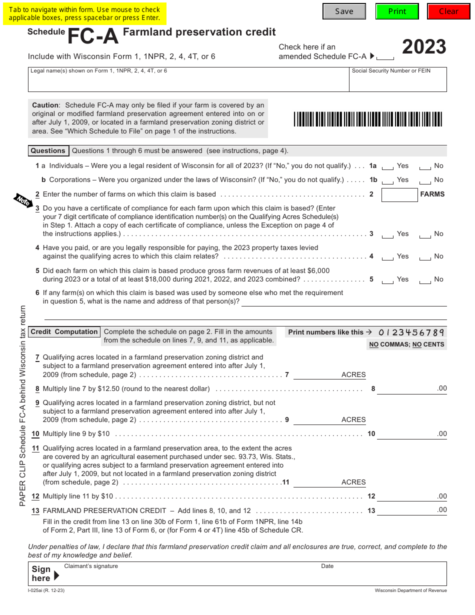 Form I-025 Schedule FC-A - 2023 - Fill Out, Sign Online and Download ...