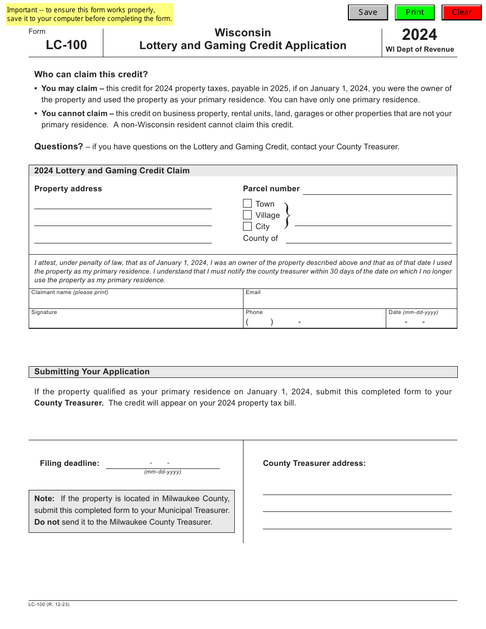 Form LC-100 - 2024 - Fill Out, Sign Online and Download Fillable PDF ...