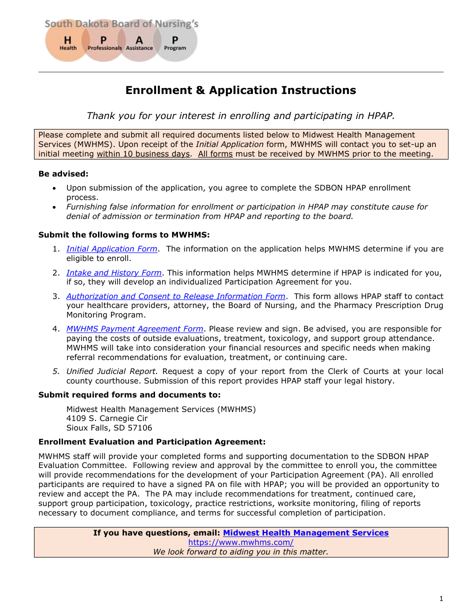 South Dakota Initial Application - Health Professionals Assistance ...