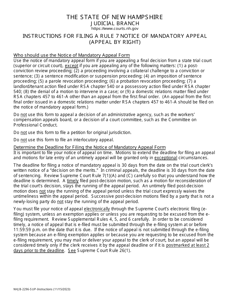 Download Instructions for Form NHJB-2296-SUP Rule 7 Notice of Mandatory ...