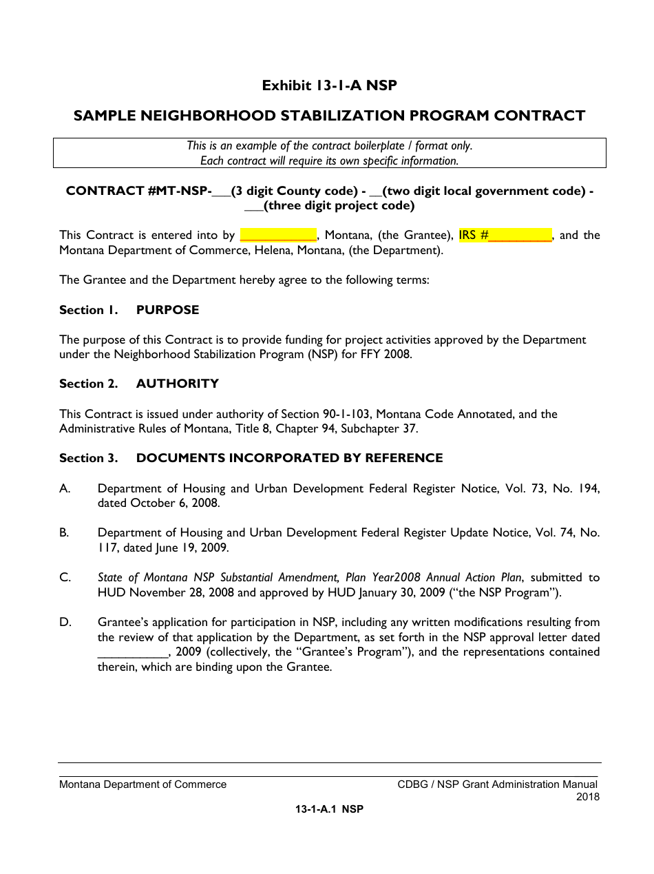 Montana Neighborhood Stabilization Program Contract - Fill Out, Sign Online and Download PDF ...