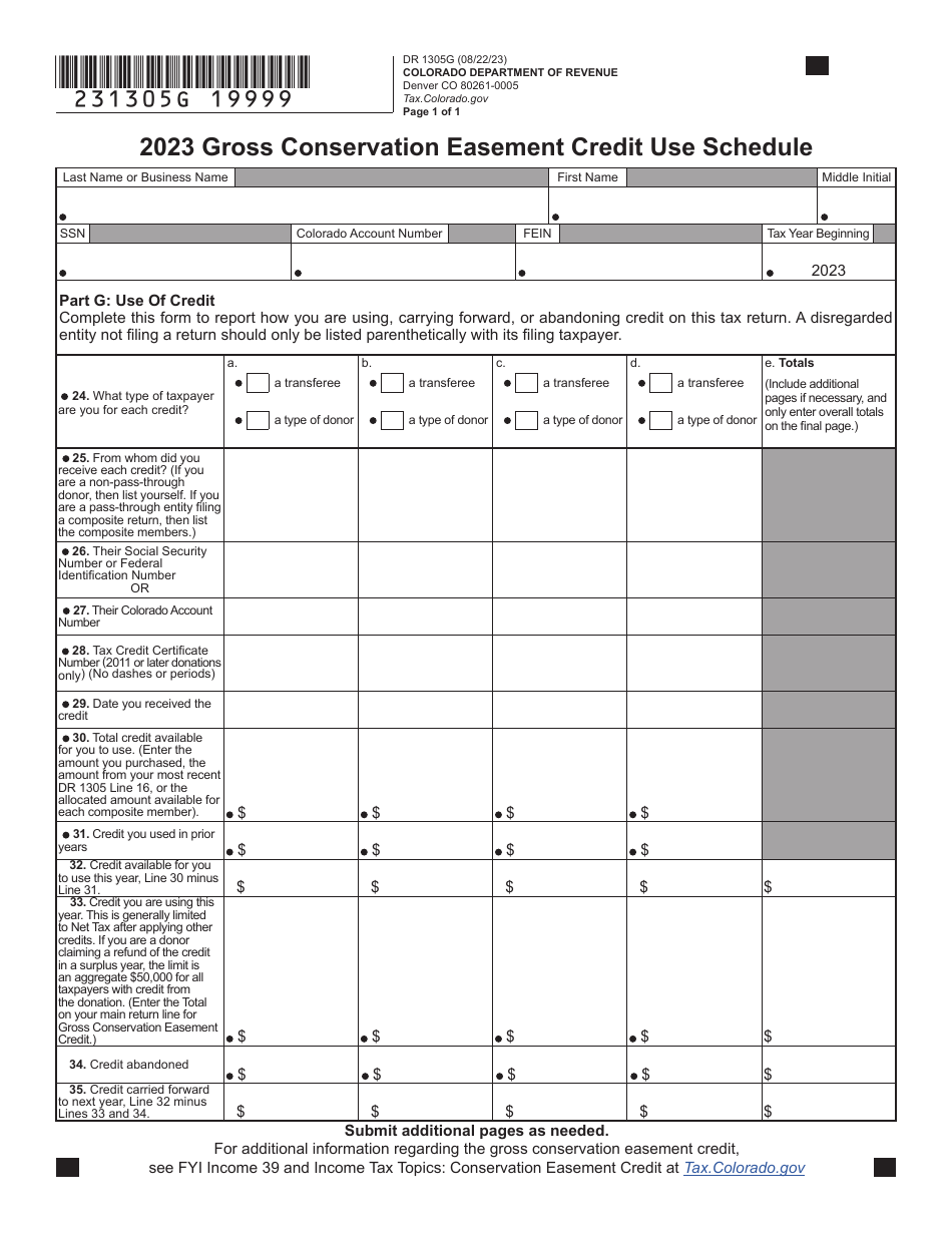 Form DR1305G - 2023 - Fill Out, Sign Online and Download Fillable PDF ...