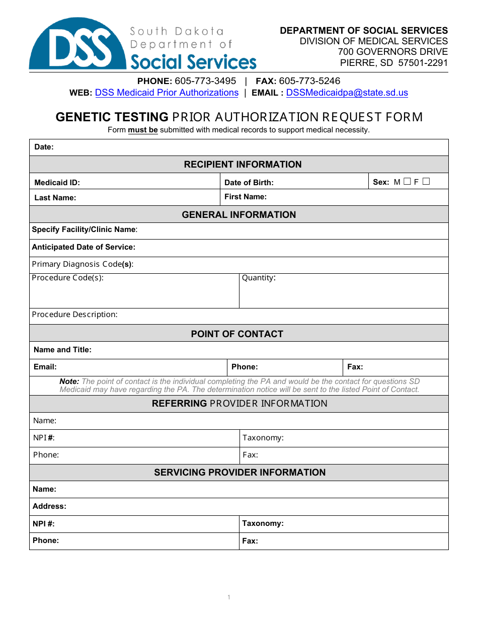 Form PA-106 Download Fillable PDF or Fill Online Genetic Testing Prior ...