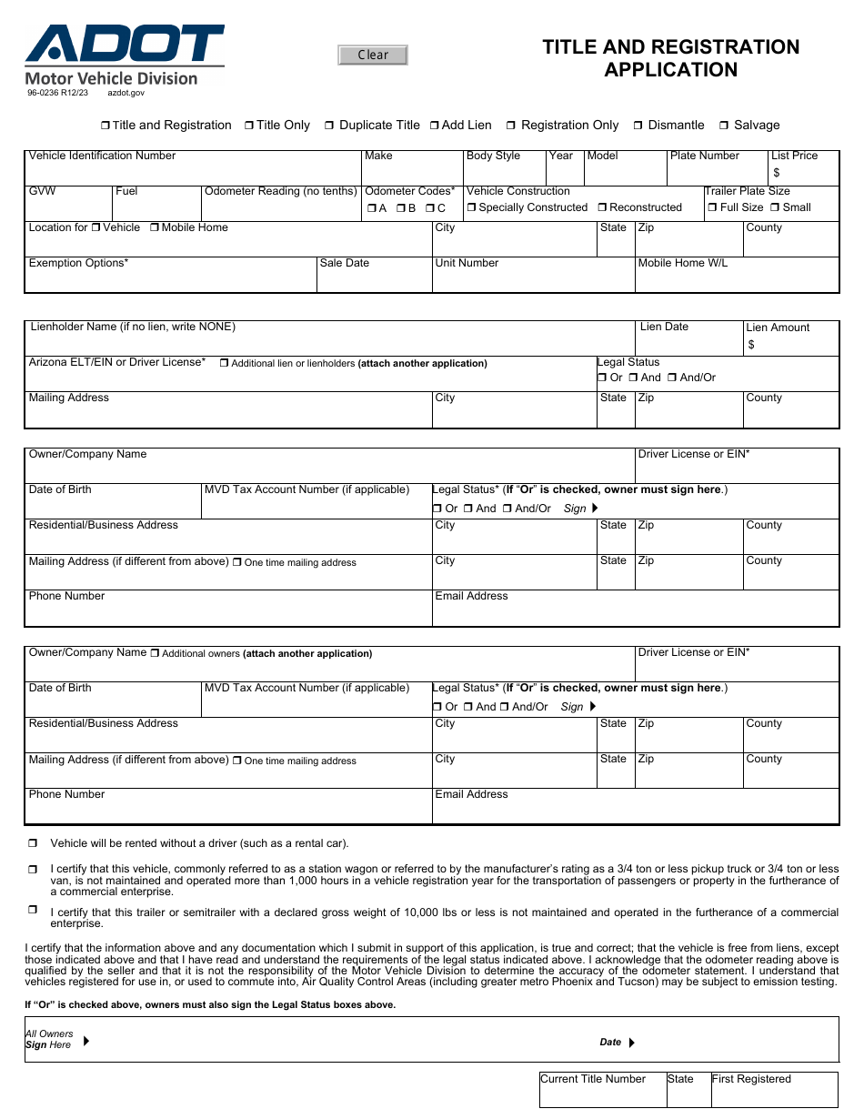 Form 96-0236 Download Fillable PDF or Fill Online Title and ...