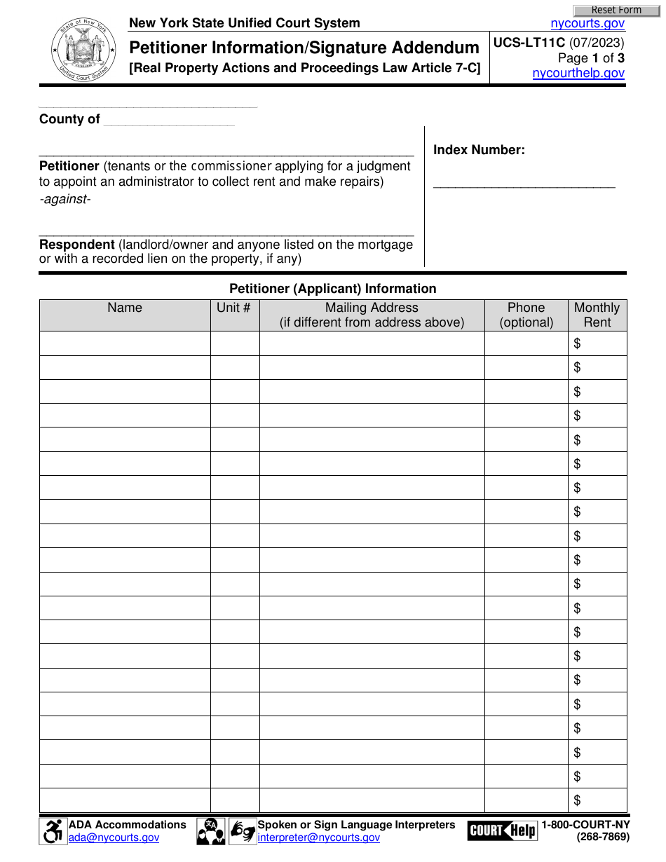 Form UCS-LT11C - Fill Out, Sign Online and Download Fillable PDF, New York | Templateroller