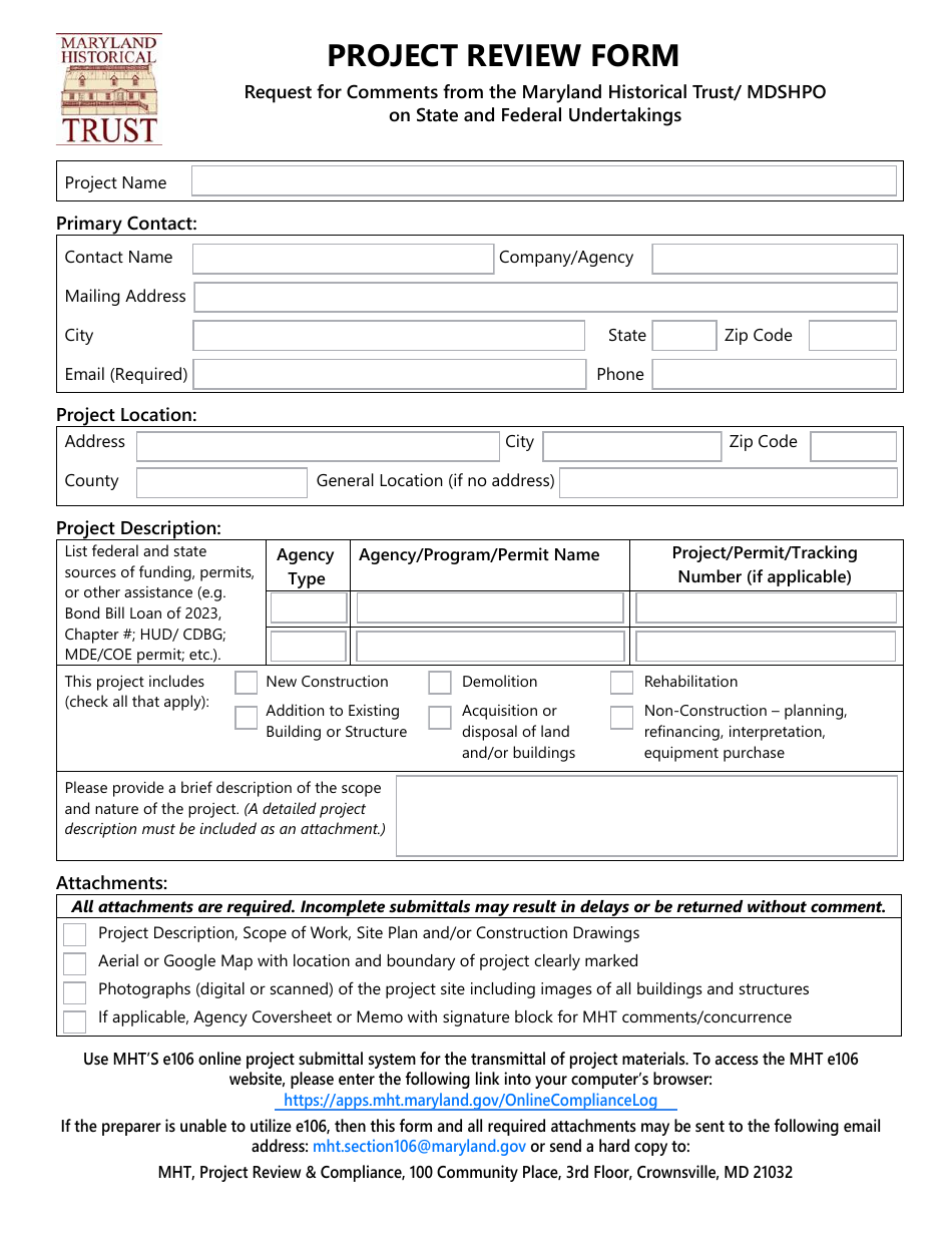 Maryland Project Review Form Download Fillable PDF 2013 — 2025 ...
