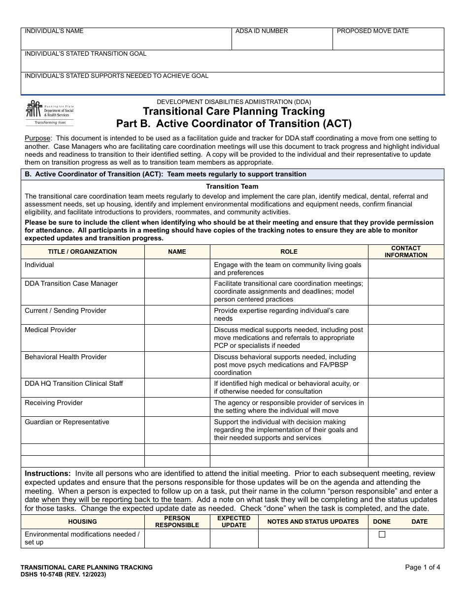 DSHS Form 10-574 Part B - Fill Out, Sign Online and Download Printable ...