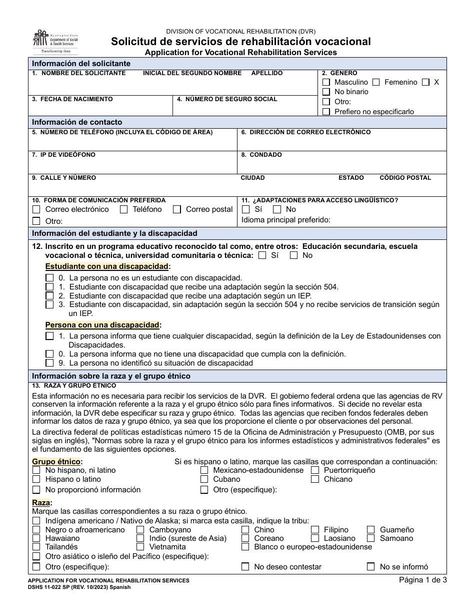 DSHS Formulario 11-022 - Fill Out, Sign Online and Download Printable ...