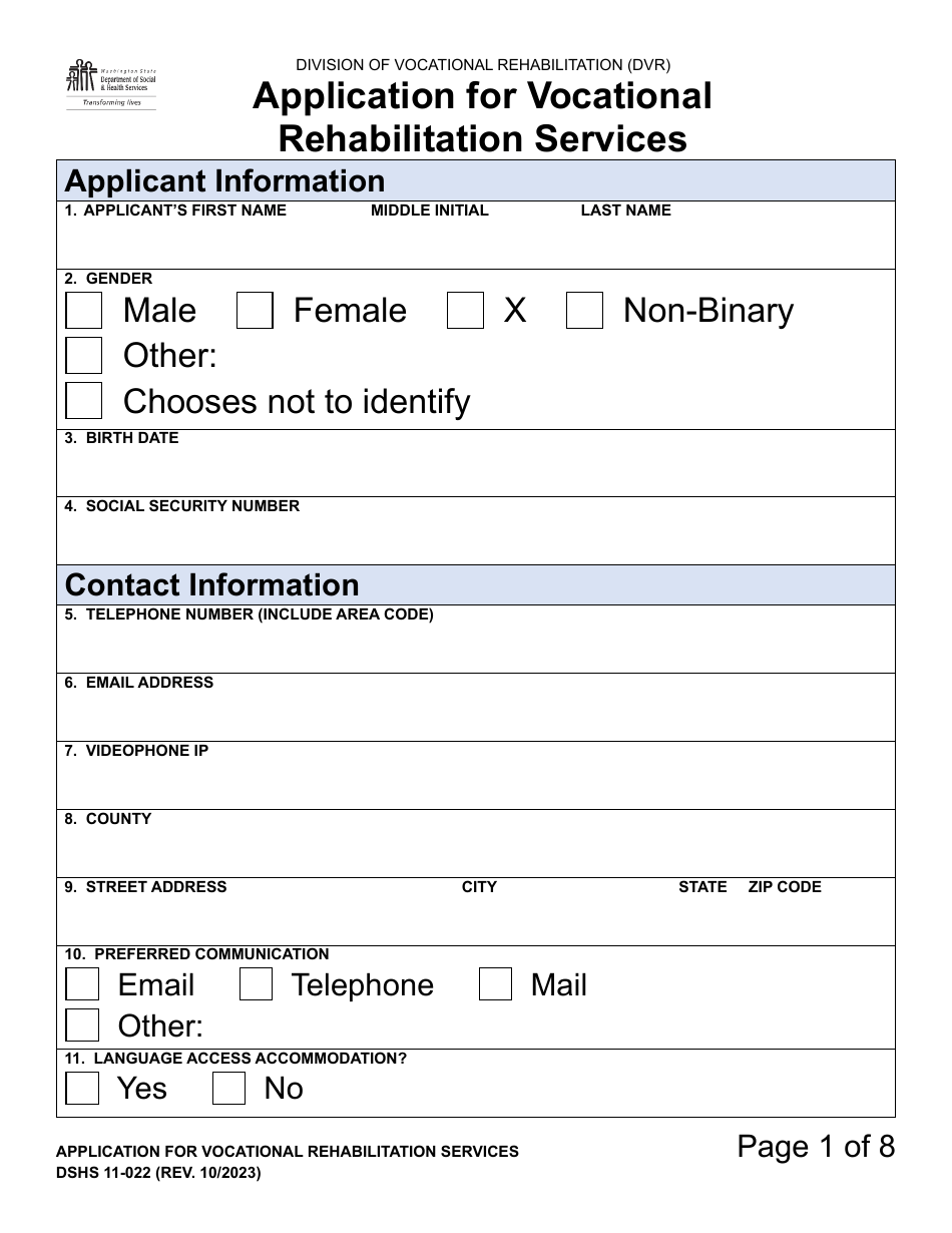 DSHS Form 11-022 - Fill Out, Sign Online and Download Printable PDF ...