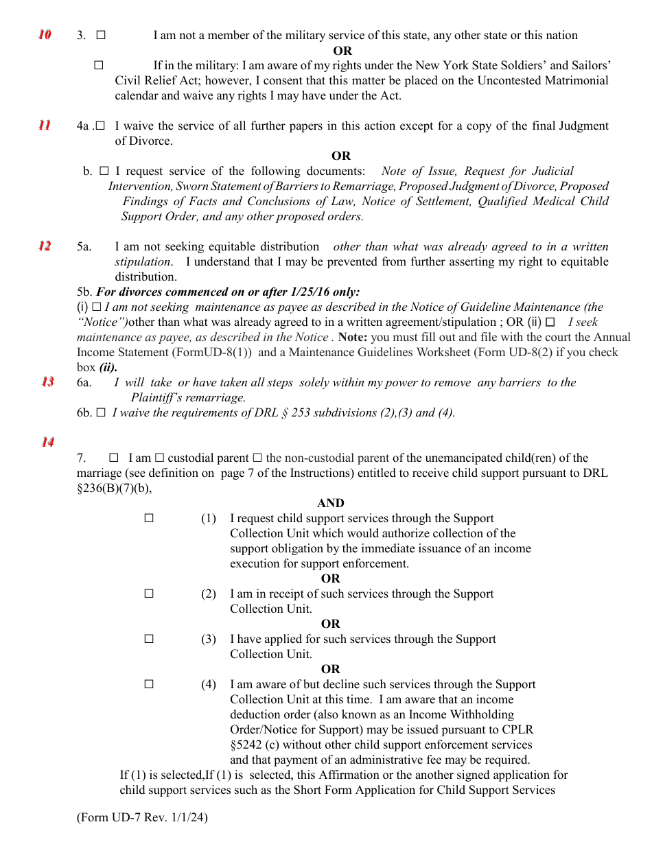 Form UD-7 - Fill Out, Sign Online and Download Printable PDF, New York | Templateroller