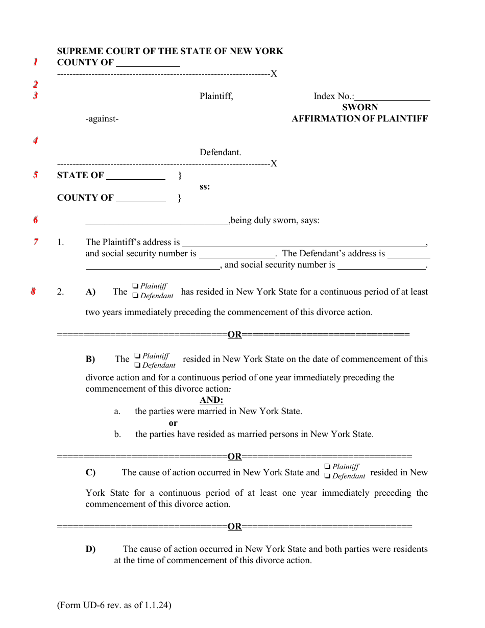 Form UD-6 - Fill Out, Sign Online and Download Printable PDF, New York ...