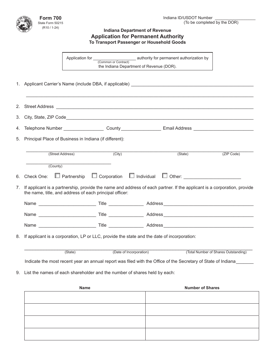 Form 700 (State Form 50215) Download Fillable PDF or Fill Online ...