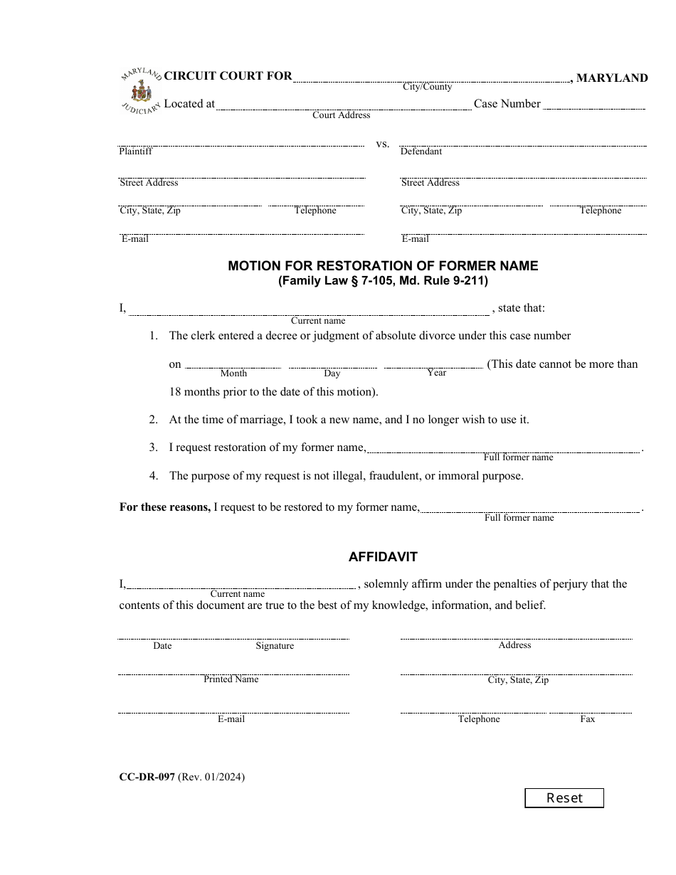 Form CC-DR-097 Download Fillable PDF or Fill Online Motion for ...