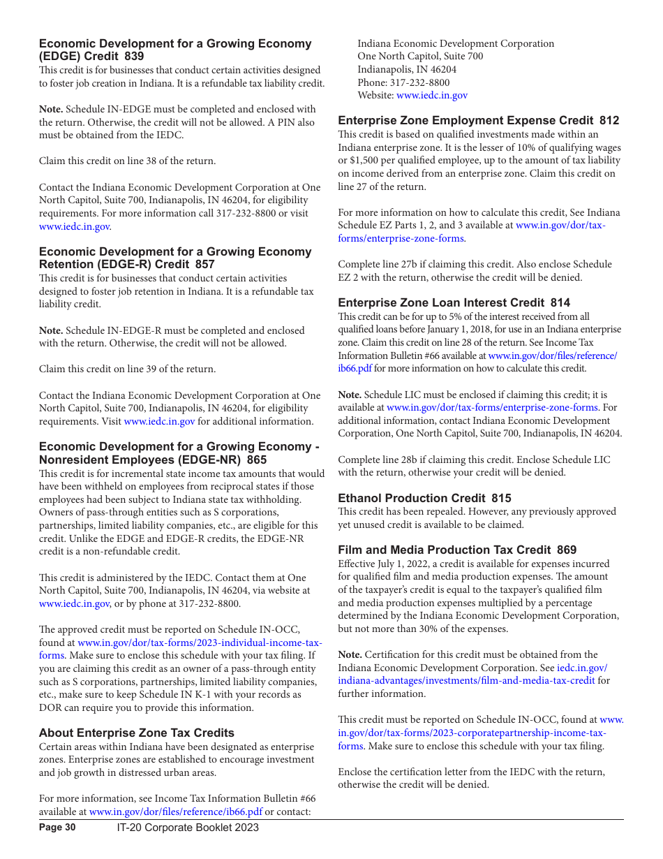 Download Instructions for Form IT-20, State Form 44275 Indiana ...