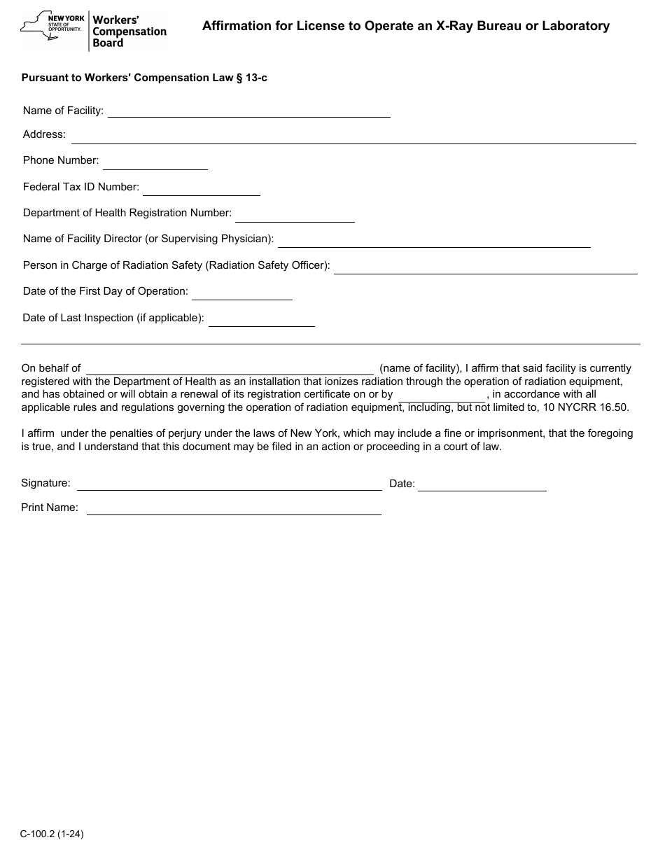 Form C-100.2 Download Fillable PDF or Fill Online Affirmation for ...