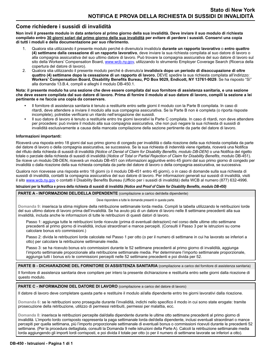 Form DB-450 - Fill Out, Sign Online and Download Fillable PDF, New York ...
