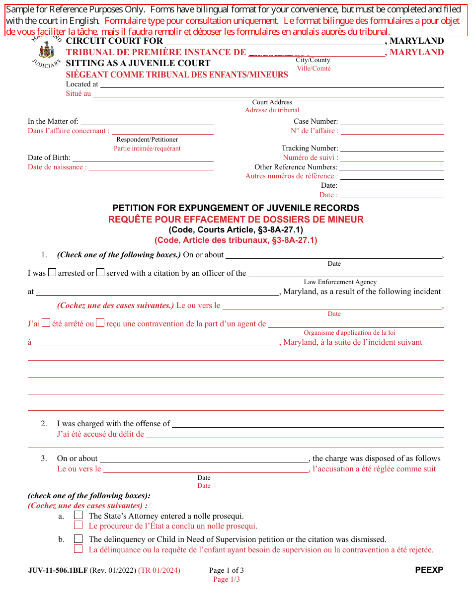 Form JUV-11-506.1BLF - Fill Out, Sign Online and Download Fillable PDF ...