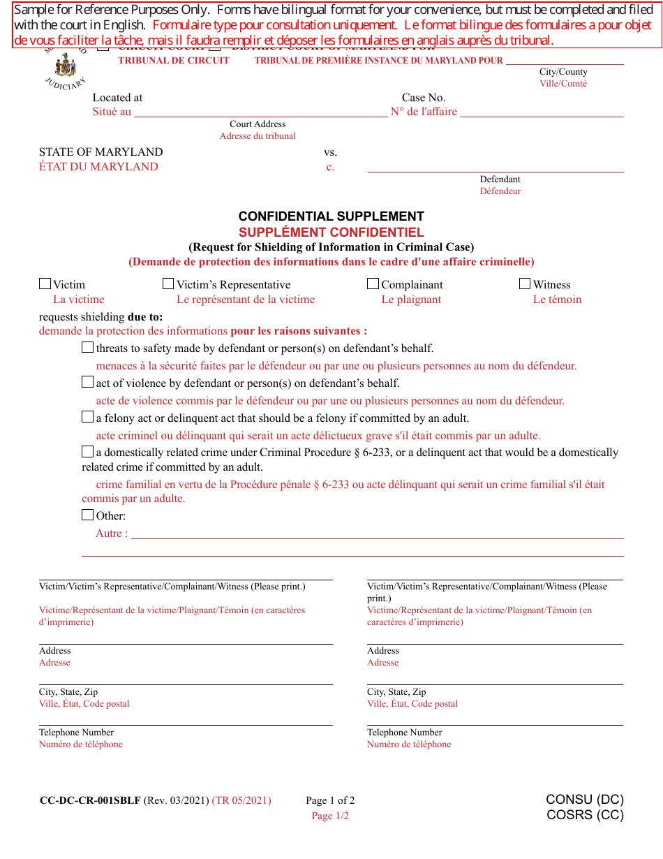 Form CC-DC-CR-001SBLF - Fill Out, Sign Online and Download Printable ...