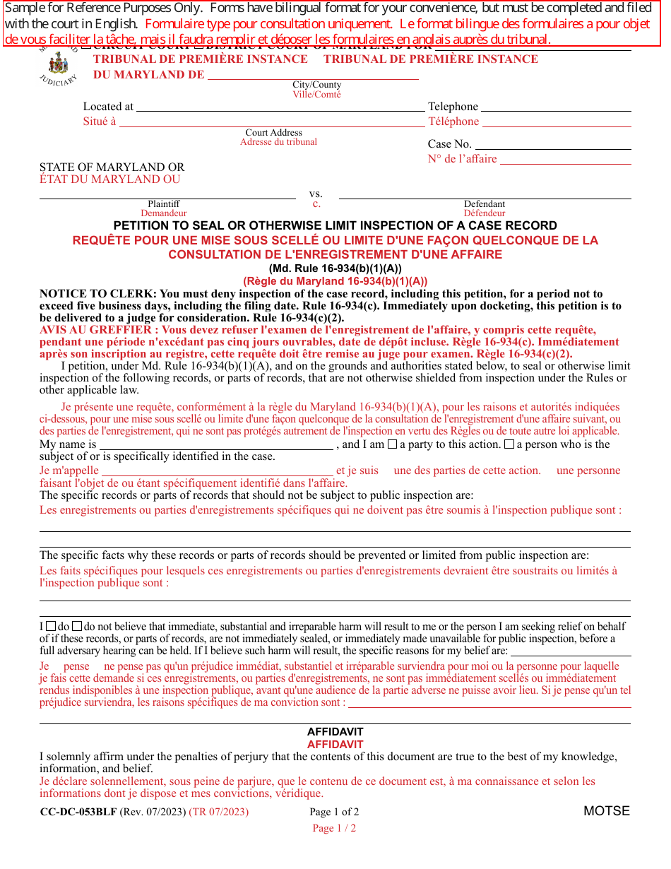 Form CC-DC-053BLF - Fill Out, Sign Online and Download Printable PDF ...