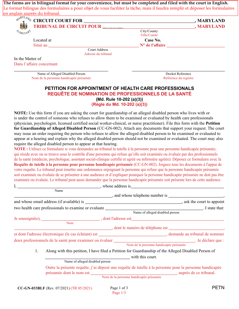 Form CC-GN-033BLF - Fill Out, Sign Online and Download Fillable PDF ...