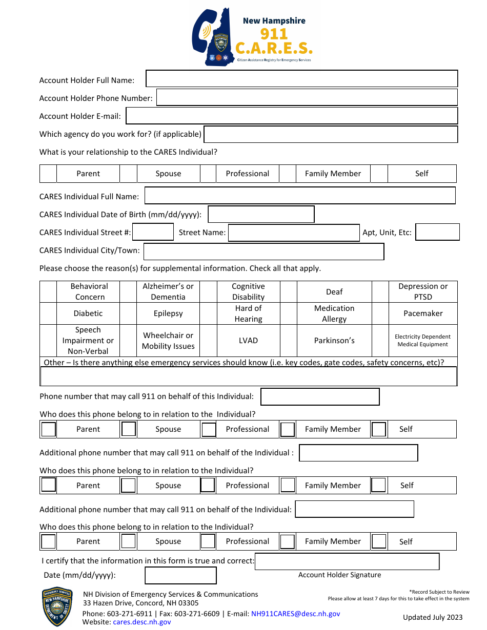 New Hampshire Cares Registration Form - Fill Out, Sign Online and ...