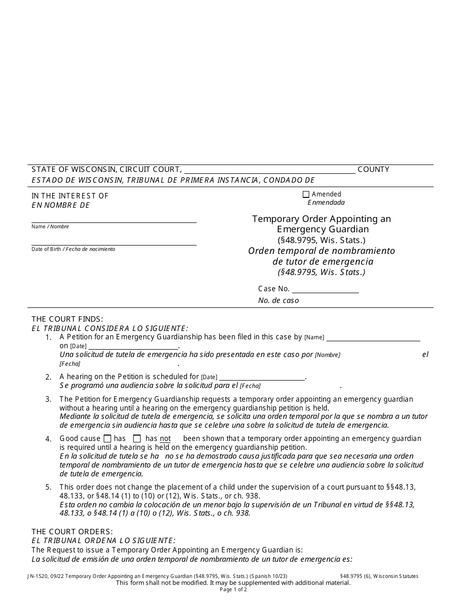 Form JN-1520 - Fill Out, Sign Online and Download Printable PDF ...