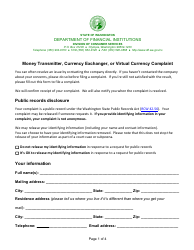 Washington Money Transmitter, Currency Exchanger, or Virtual Currency ...