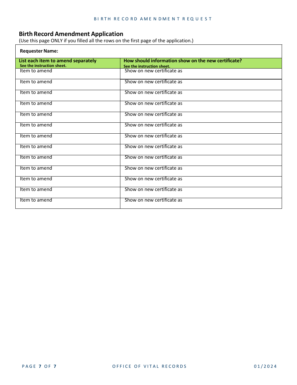 Minnesota Birth Record Amendment Request - Fill Out, Sign Online and Download PDF | Templateroller
