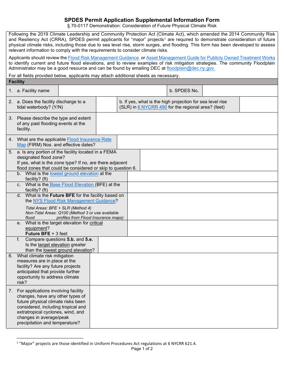 New York Spdes Permit Application Supplemental Information Form - Fill ...
