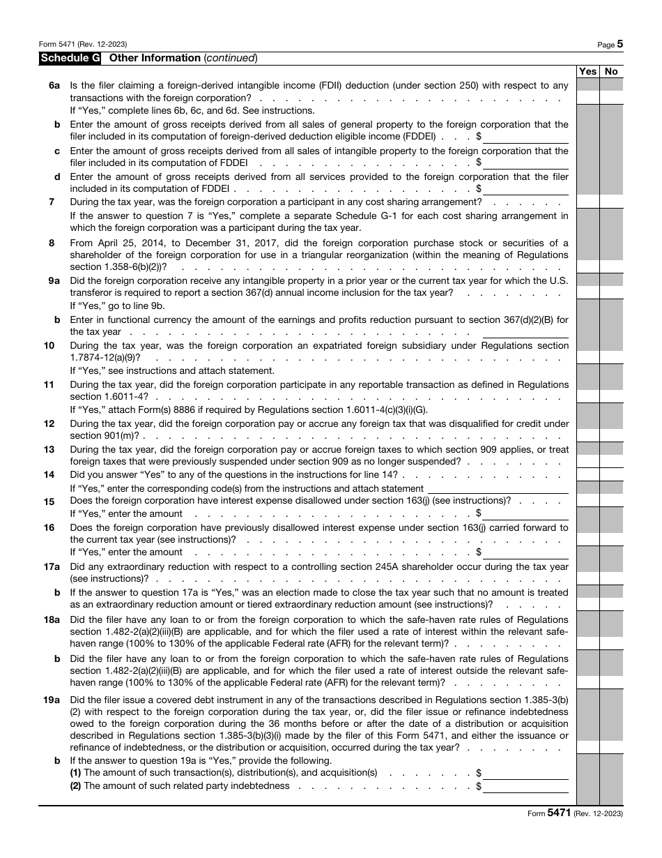IRS Form 5471 Download Fillable PDF or Fill Online Information Return ...