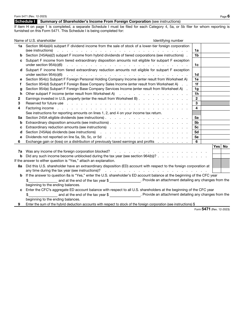 IRS Form 5471 Download Fillable PDF or Fill Online Information Return ...