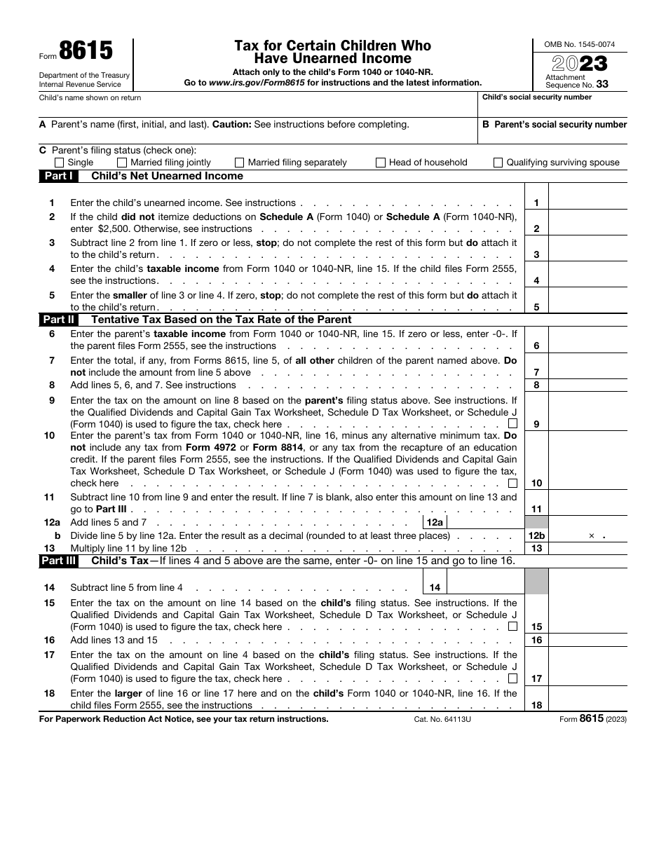 IRS Form 8615 - 2023 - Fill Out, Sign Online and Download Fillable PDF ...