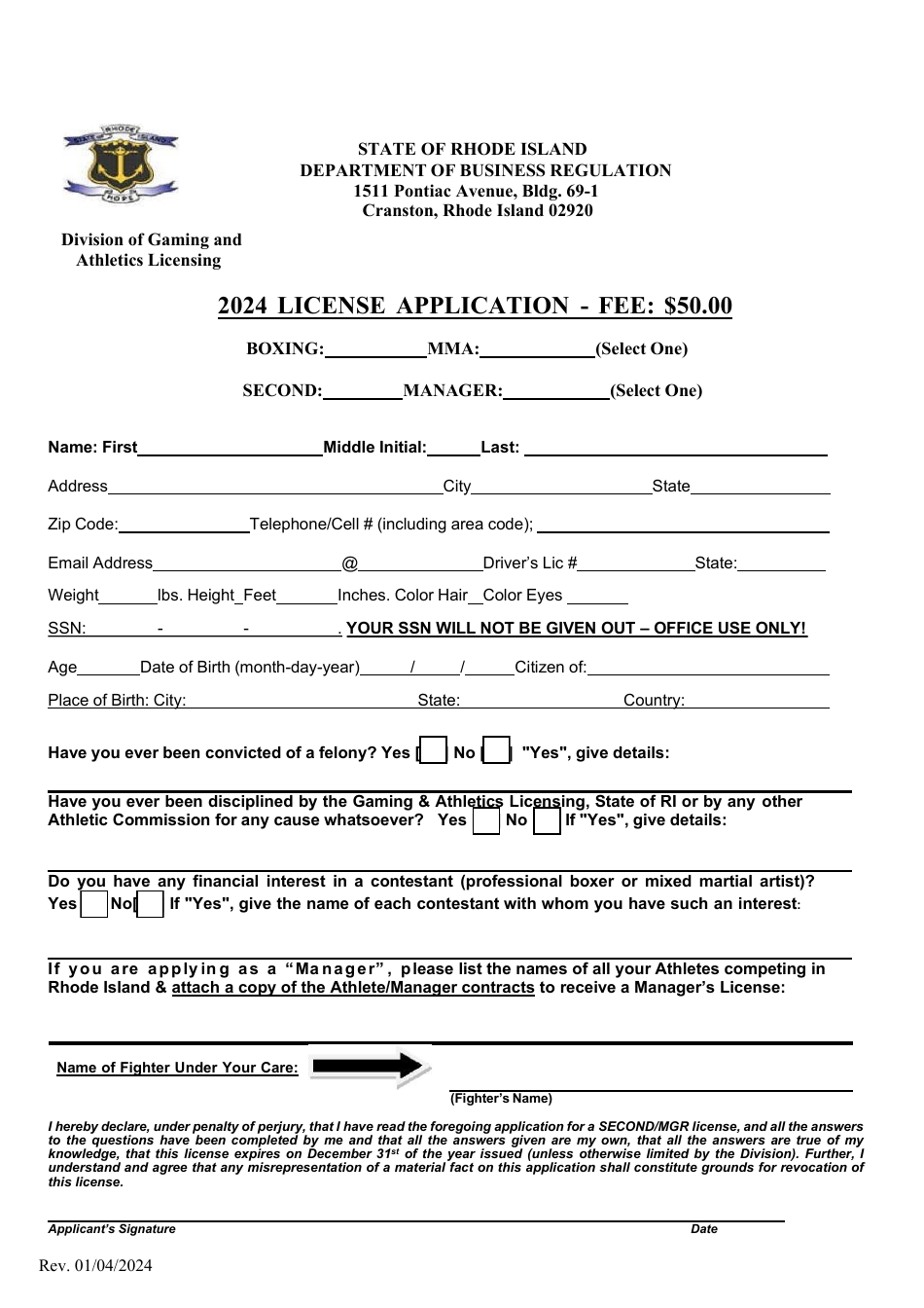 2024 Rhode Island Manager/Second Application - Fill Out, Sign Online ...