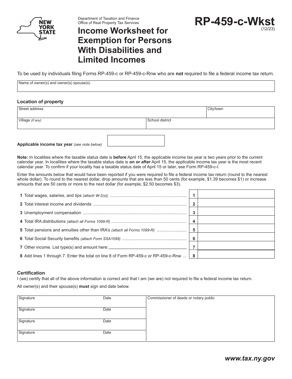 Form RP-459-C-WKST - Fill Out, Sign Online and Download Fillable PDF ...