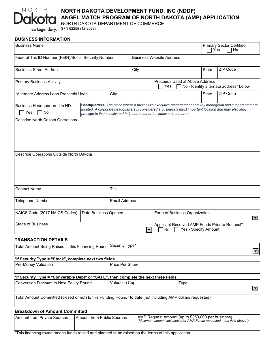 Form SFN62255 Download Fillable PDF or Fill Online North Dakota ...