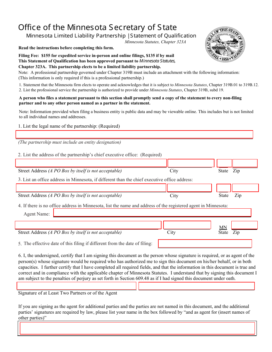 Minnesota Minnesota Limited Liability Partnership Statement of ...