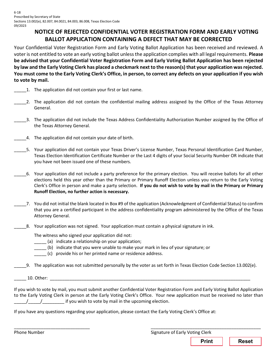 Form 6-18 - Fill Out, Sign Online and Download Fillable PDF, Texas ...