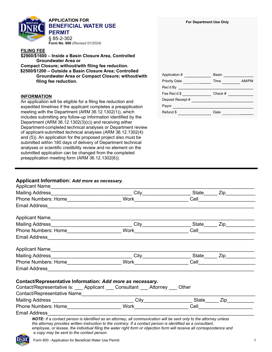 Form 600 - Fill Out, Sign Online and Download Printable PDF, Montana ...