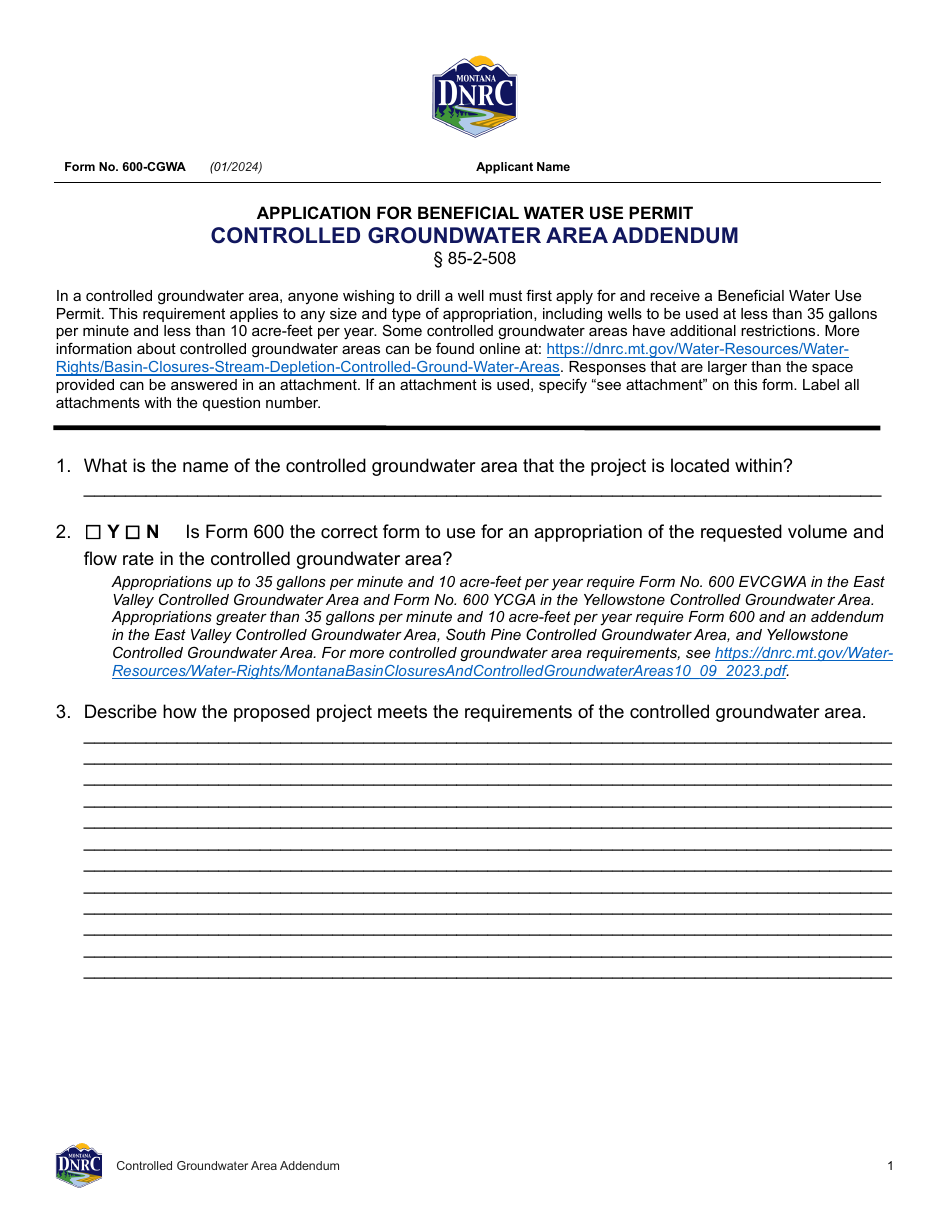 Form 600-CGWA - Fill Out, Sign Online and Download Printable PDF ...