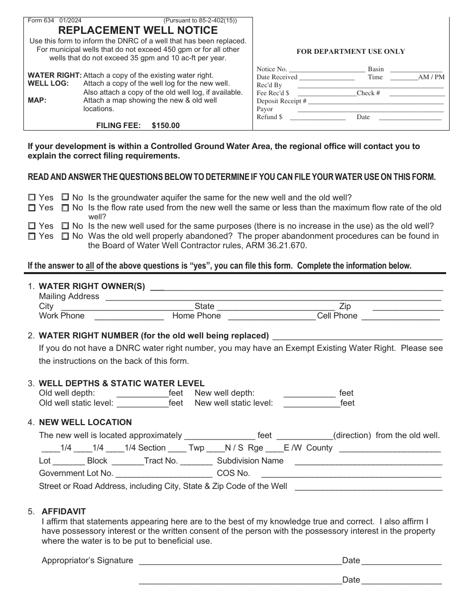 Form 634 - Fill Out, Sign Online and Download Printable PDF, Montana ...