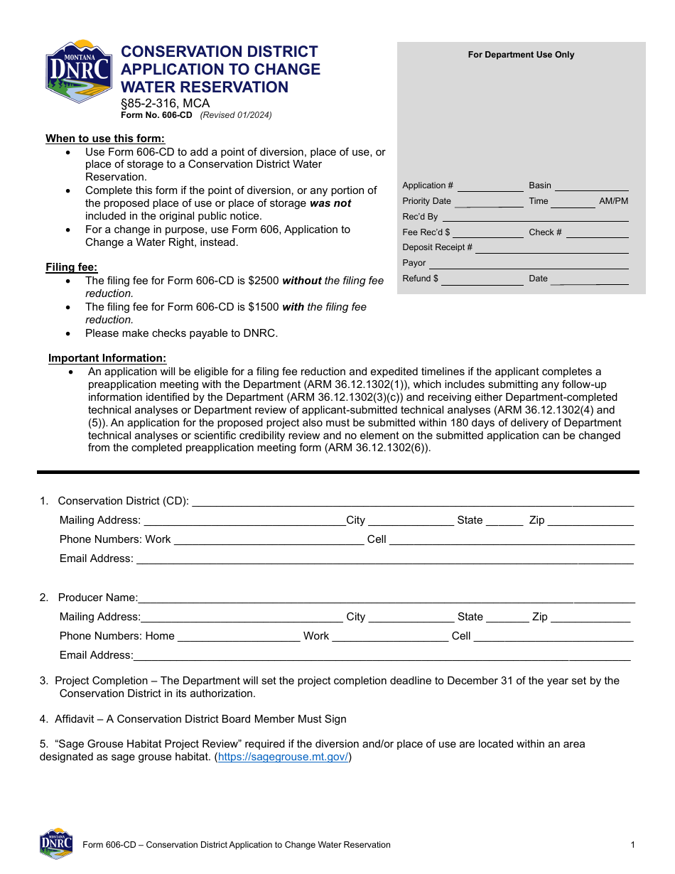 Form 606-CD - Fill Out, Sign Online and Download Printable PDF, Montana ...