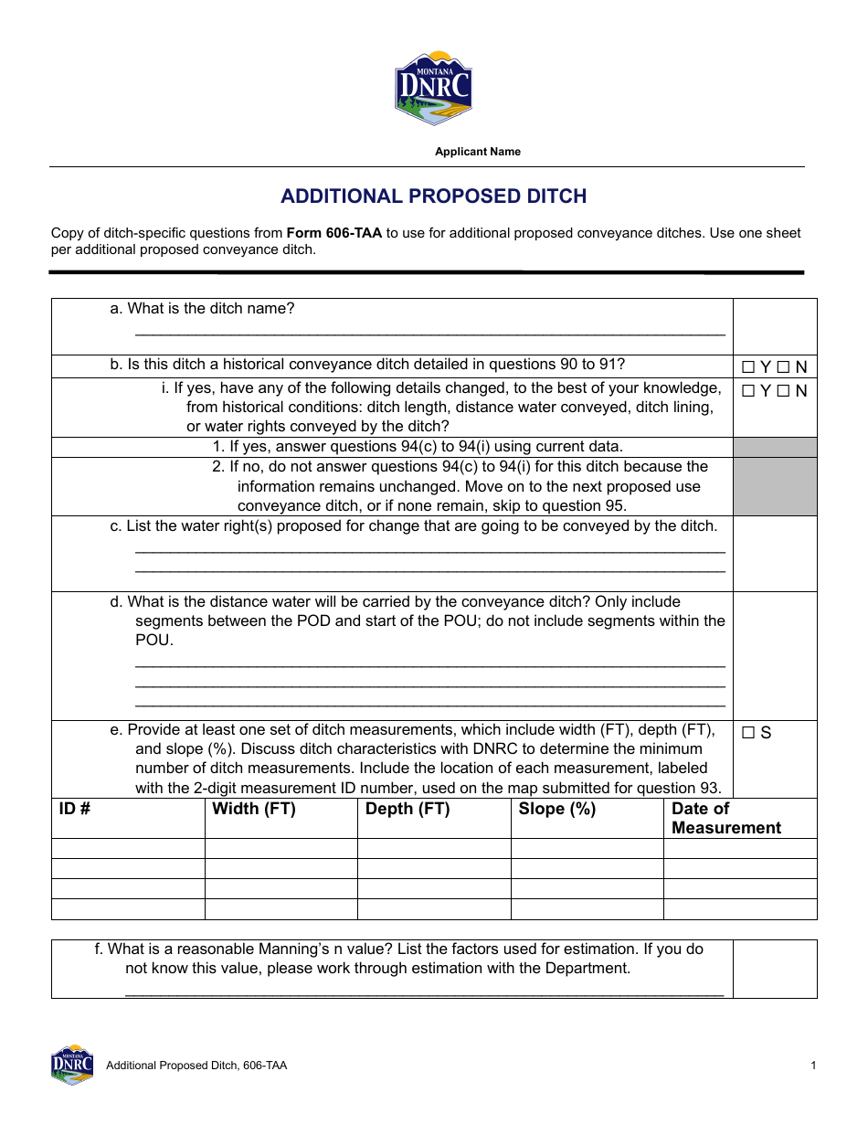 Montana Additional Proposed Ditch - Fill Out, Sign Online and Download ...